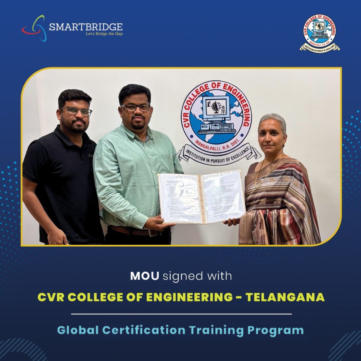 MOU signed with CVR College of Engineering - Global Certification ...